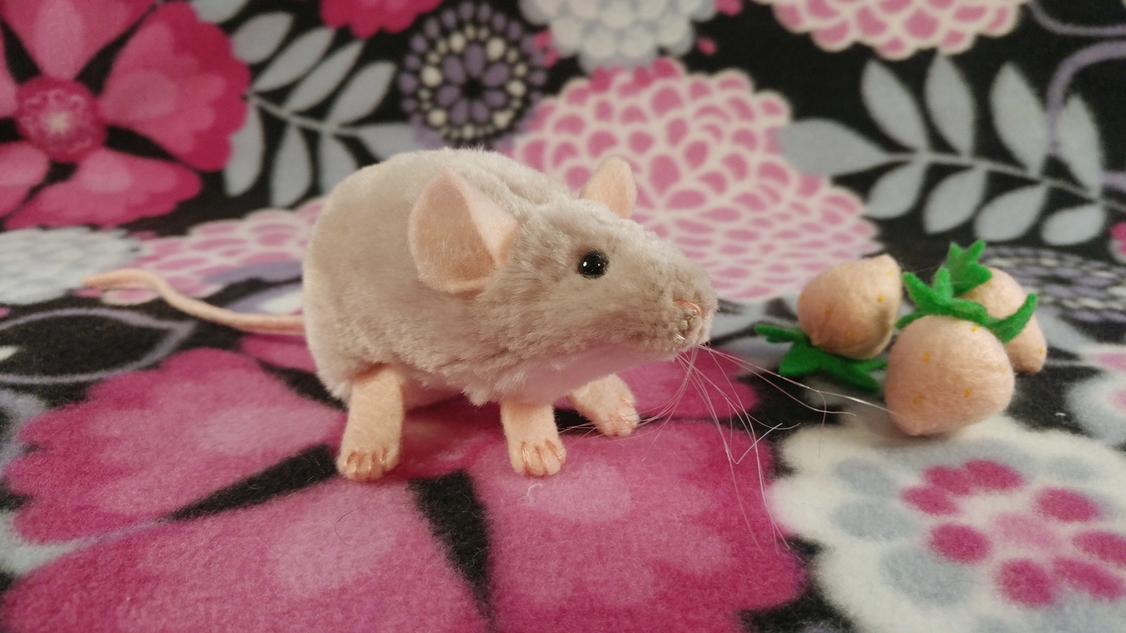 Light Pink Mouse Plushie with White Belly | Citrine Mouse