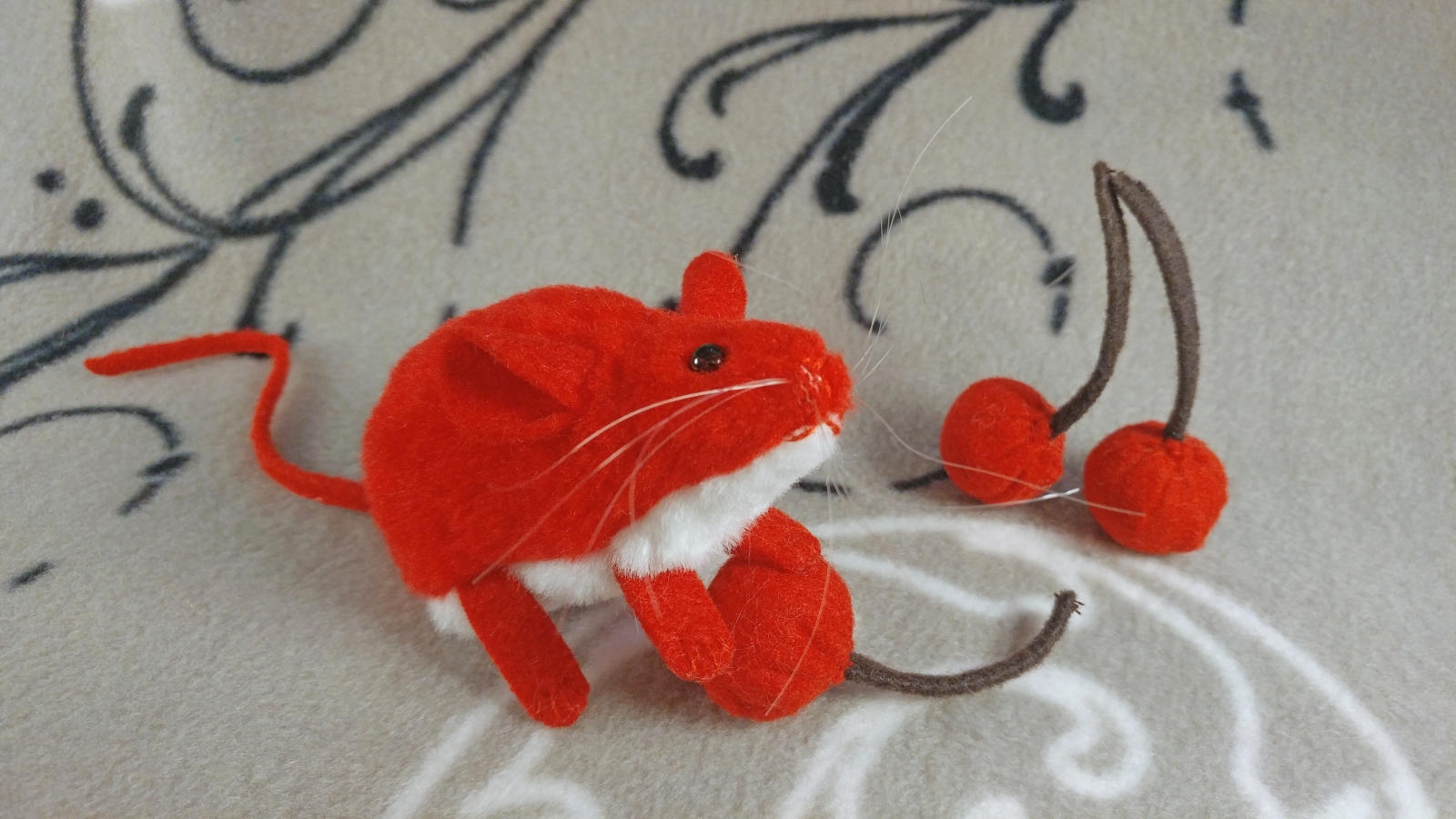 Red Mouse Plushie with White Belly | Citrine Mouse